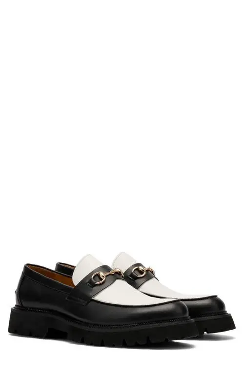 MARC NOLAN Blake Bit Loafer - Black/white Calf