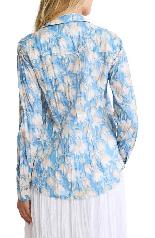 NZ BY NIC AND ZOE Floral Print Crinkle Cotton Shirt