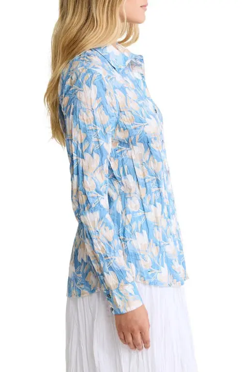 NZ BY NIC AND ZOE Floral Print Crinkle Cotton Shirt
