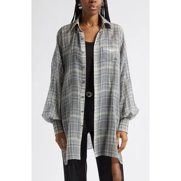Coperni Check Zero Waste Cotton Button-up Shirt - Grey