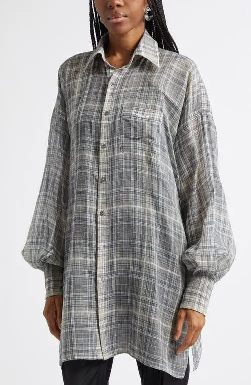 Coperni Check Zero Waste Cotton Button-up Shirt - Grey