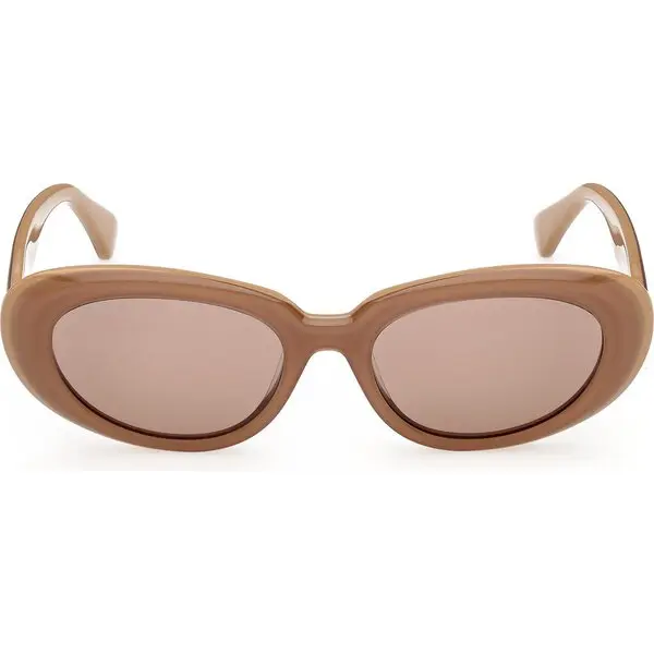Max Mara 53mm Oval Sunglasses - Black Havana Pale Gold/brown