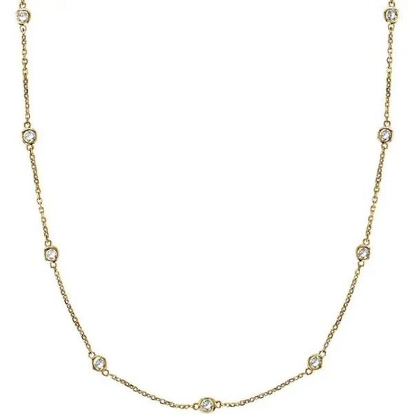 ALLUREZ Lab Diamond Station Necklace - Yellow Gold