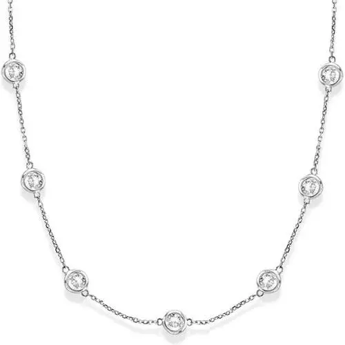 ALLUREZ Natural Diamond Station Necklace - White Gold