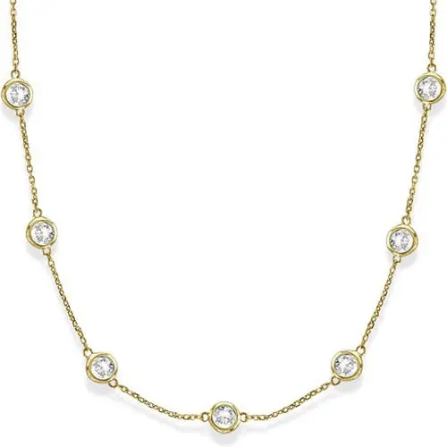 ALLUREZ Natural Diamond Station Necklace - Yellow Gold