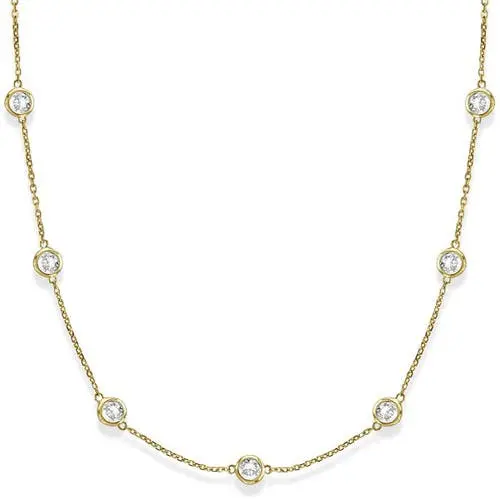 ALLUREZ Natural Diamond Station Necklace - Yellow Gold