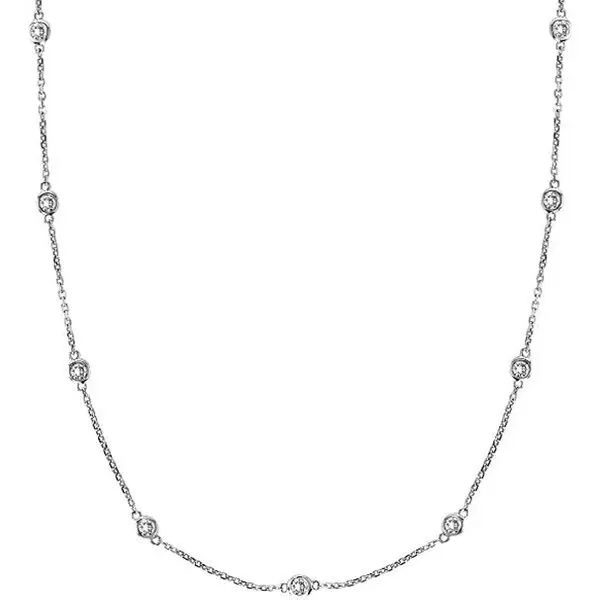 ALLUREZ Natural Diamond Station Necklace Bezel-set 14k - White Gold