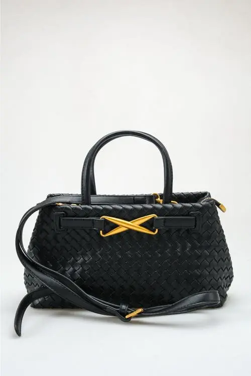 PROLOGUE SHOES Woven Top Handle Bag - Black
