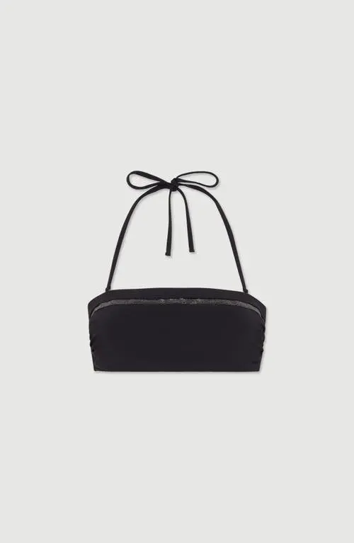 Brunello Cucinelli Bandeau Bikini Top With Monili - Black