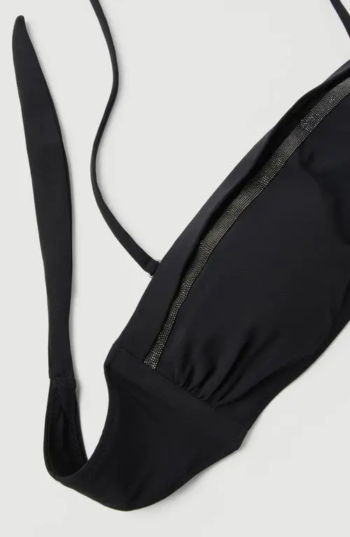 Brunello Cucinelli Bandeau Bikini Top With Monili - Black