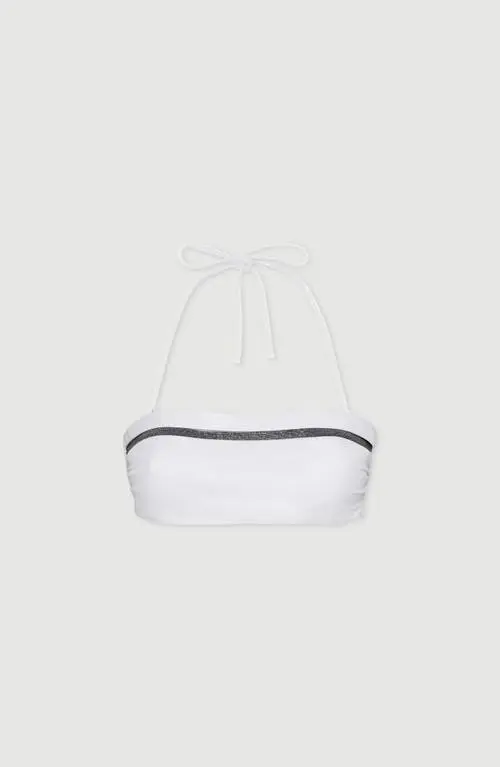 Brunello Cucinelli Bandeau Bikini Top With Monili - White