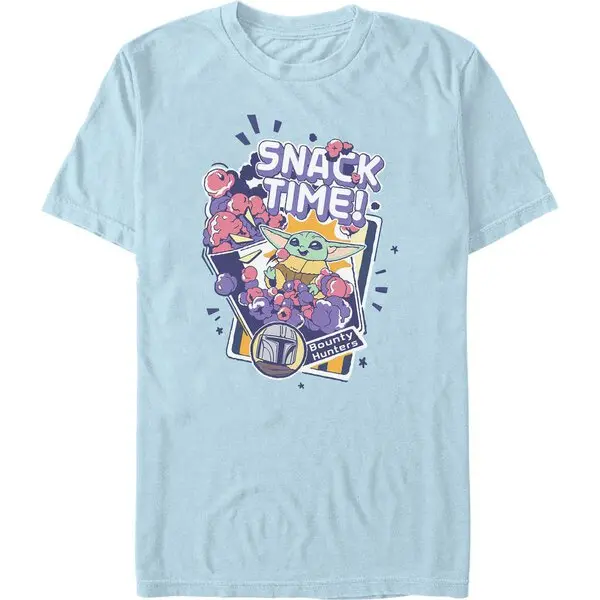 STAR WARS: THE MANDALORIAN AND GROGU The Child Happy Snack Time Short Sleeve Graphic T-shirt - Light Blue
