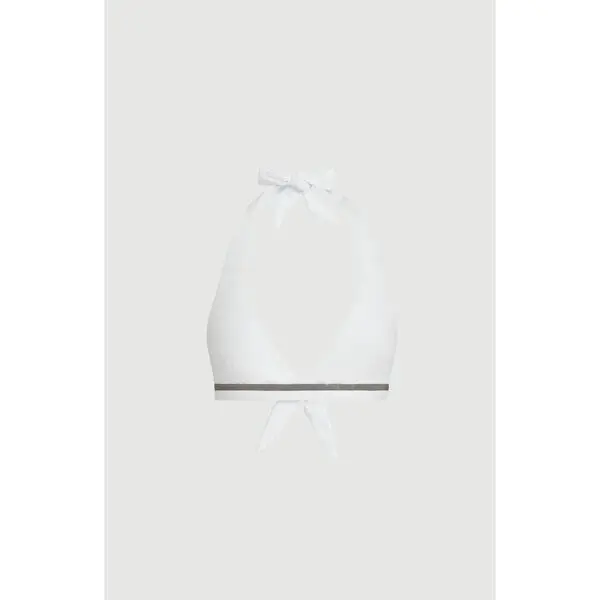 Brunello Cucinelli Techno Jersey Bikini Top With Monili - White