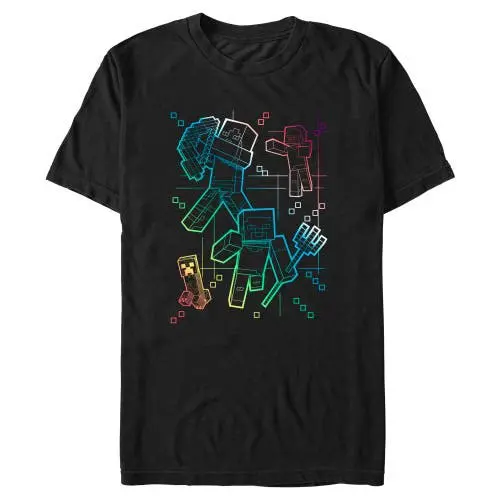 MINECRAFT Rainbow Characters Lines Graphic T-shirt