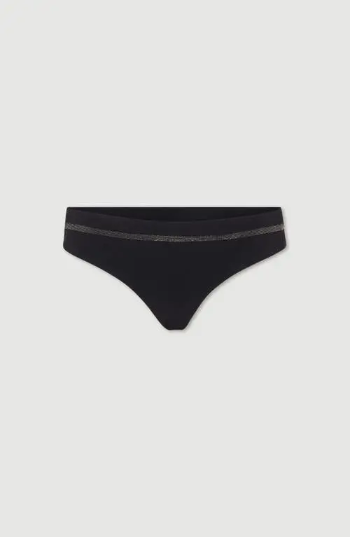 Brunello Cucinelli Techno Jersey Bikini Bottom With Monili - Black