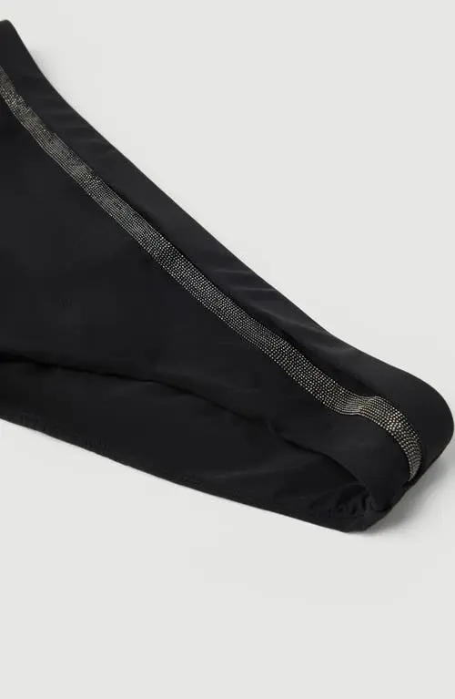 Brunello Cucinelli Techno Jersey Bikini Bottoms With Monili - Black