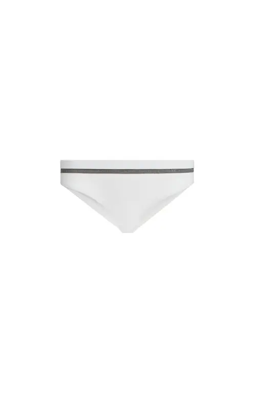 Brunello Cucinelli Techno Jersey Bikini Bottoms With Monili - White