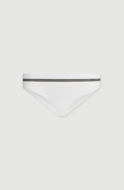 Brunello Cucinelli Techno Jersey Bikini Bottom With Monili - White