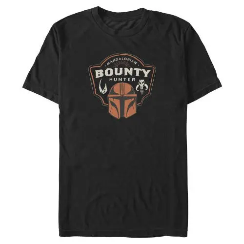 STAR WARS: THE MANDALORIAN AND GROGU Star Wars The Mandalorian And Grogu Bounty Hunter Logo Graphic T-shirt - Black