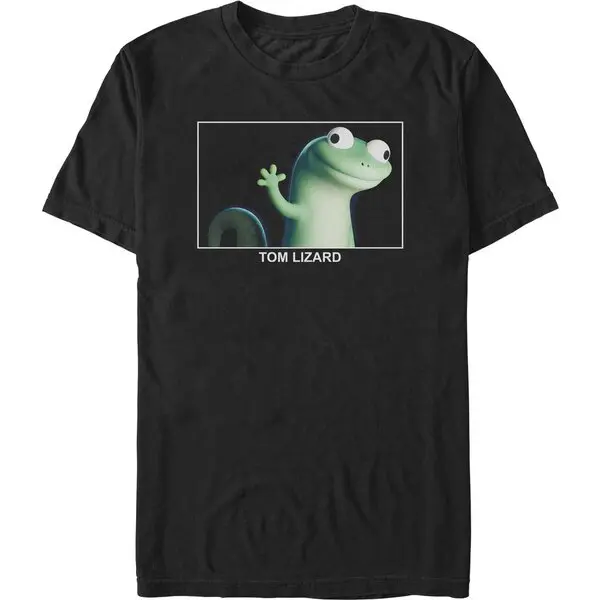 HOPPERS Tom Lizard Happy And Cute Portrait Short Sleeve Graphic T-shirt - Black
