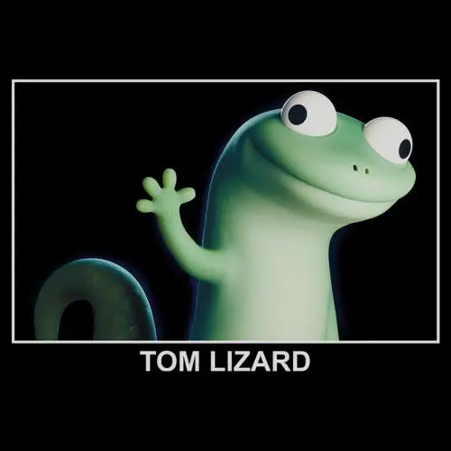HOPPERS Tom Lizard Happy And Cute Portrait Short Sleeve Graphic T-shirt
