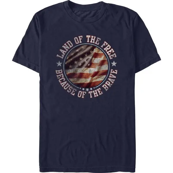 LOST GODS Land Of Free Because Of Brave Graphic T-shirt - Navy Blue