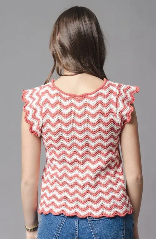 HOPE & HENRY Organic Cotton Flutter Sleeve Sweater Top