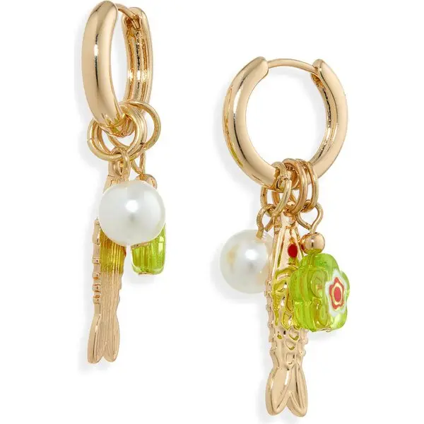 Bp. Fish Drop Huggie Earrings - Gold Multi