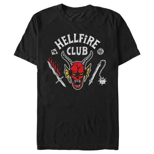 STRANGER THINGS Netflix Hellfire Club Costume Graphic T-shirt - Black