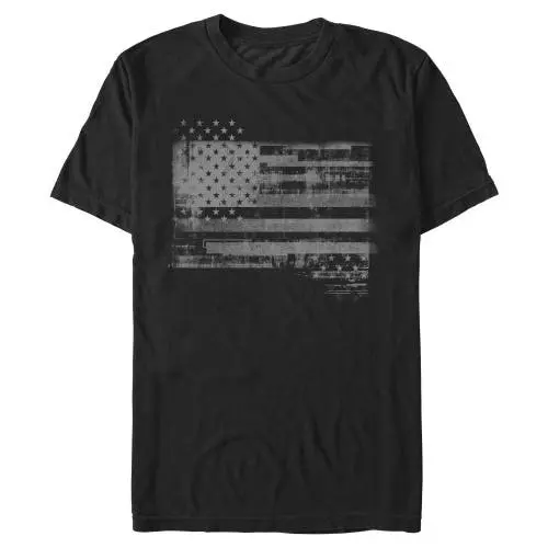 LOST GODS Monochromatic American Flag Short Sleeve Graphic T-shirt - Black