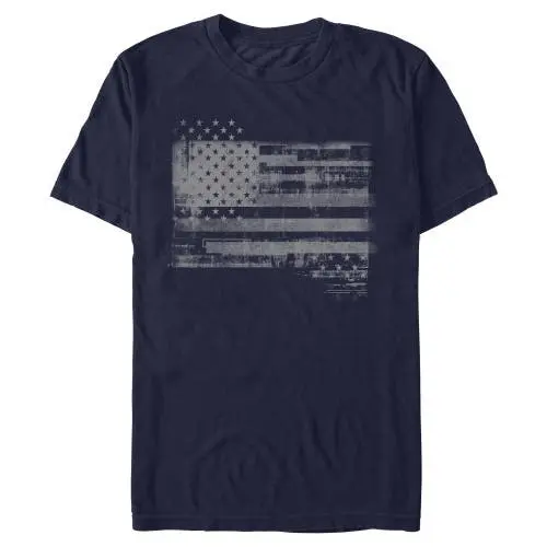 LOST GODS Monochromatic American Flag Graphic T-shirt - Navy Blue