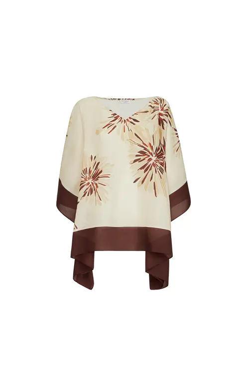 Brunello Cucinelli Bloom Print Poncho-style Top - Beige