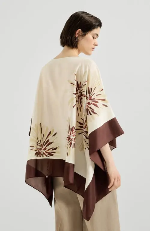 Brunello Cucinelli Bloom Print Poncho-style Top - Beige