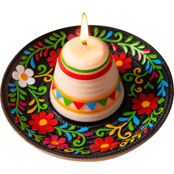 SOUTHLAKE GIFTS Fiesta Sombrero Candle - Cream/multi-color