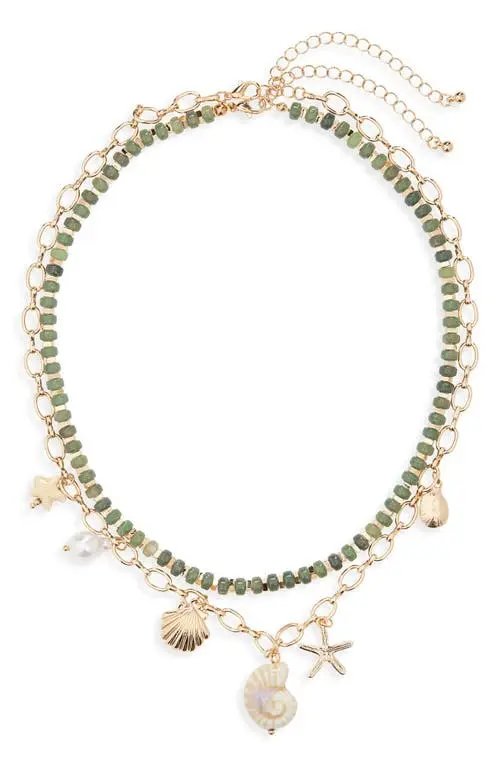 Bp. Set Of 2 Bead & Charm Necklaces - Gold Multi