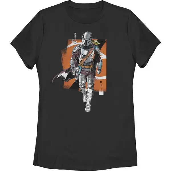 STAR WARS: THE MANDALORIAN AND GROGU Star Wars The Mandalorian And Grogu Artistic Graphic T-shirt - Black