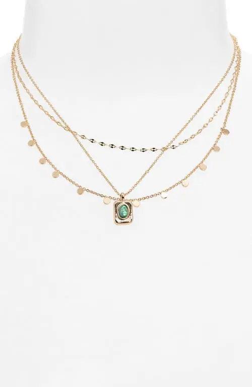 Bp. Pendant And Layered Chain Necklace Set