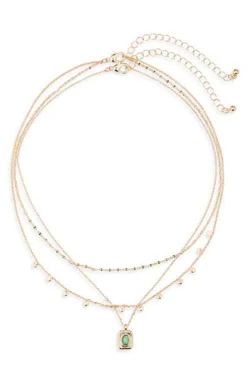 Bp. Pendant And Layered Chain Necklace Set - Gold