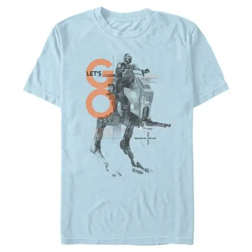 STAR WARS: THE MANDALORIAN AND GROGU Star Wars The Mandalorian And Grogu Let's Go Bounty At-rt Graphic T-shirt - Light Blue