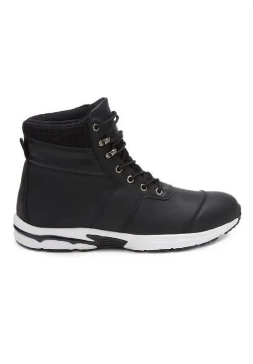 KINGSIZE Water-resistant Lace-up Sneaker Boots - Black