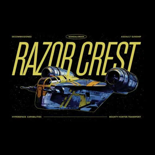 STAR WARS: THE MANDALORIAN AND GROGU Bounty Hunter Razor Crest Short Sleeve Graphic T-shirt