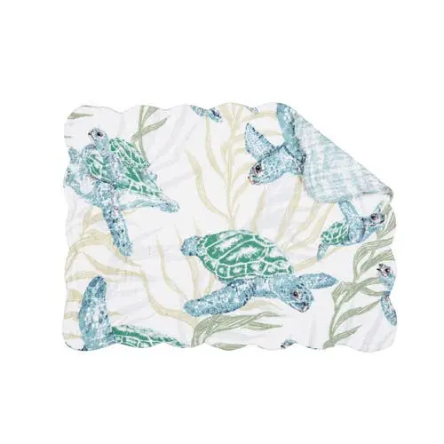 C&F HOME Cape Canaveral Reversible Washable Set Of 6 Placemats 13" X 19 - White