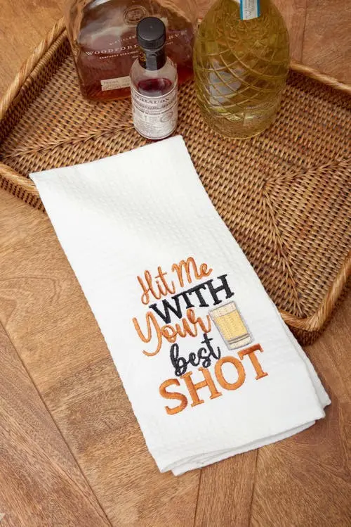 C&F HOME Hit Me With Your Best Shot" 100% Cotton Waffle Weave Dishtowel