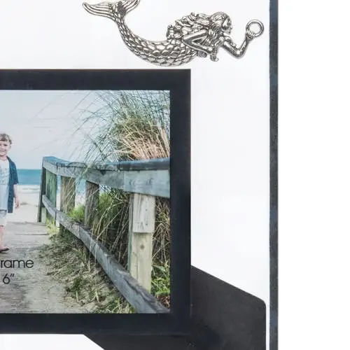 BEACHCOMBERS Glass 4x6 Photo Frame With Pewter Mermaid