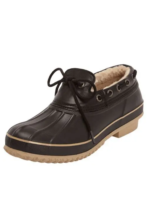 COMFORTVIEW Waterproof Rubber Slip-on With Faux Fur Lining - Black