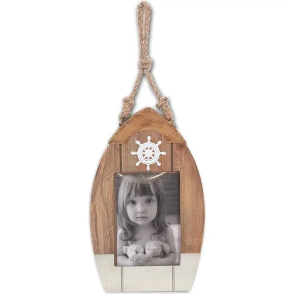 BEACHCOMBERS 9.45" Mdf Boat Shape Hanging Photo Frame Picture Holder - Brown