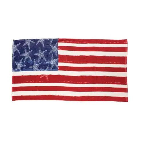 BEACHCOMBERS American Flag Starfish 100% Cotton Beach Towel 29.5" X 59 - Red