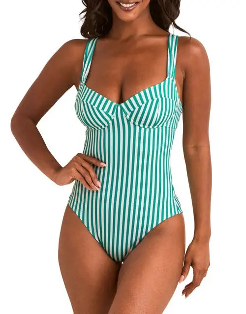 ADORE ME Cariba Swimwear One Piece Swimsuit - Stripe Green