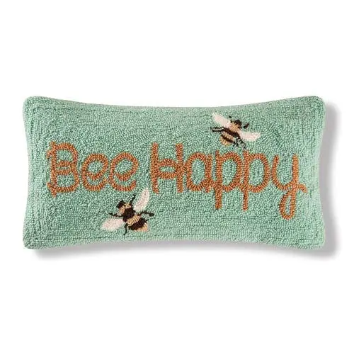 C&F HOME Spring "bee Happy" Bumble Bee Garden Hooked Mini Accent Pillow - Yellow