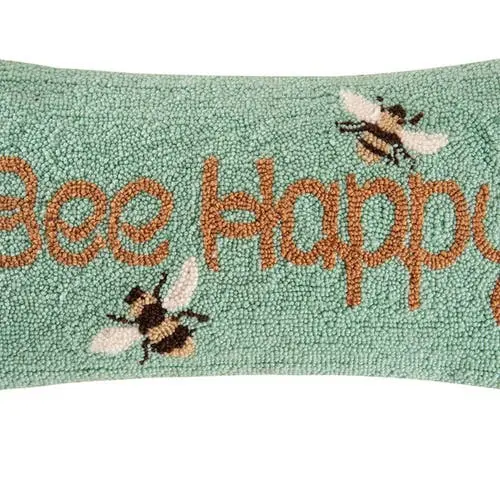 C&F HOME Spring "bee Happy" Bumble Bee Garden Hooked Mini Accent Pillow